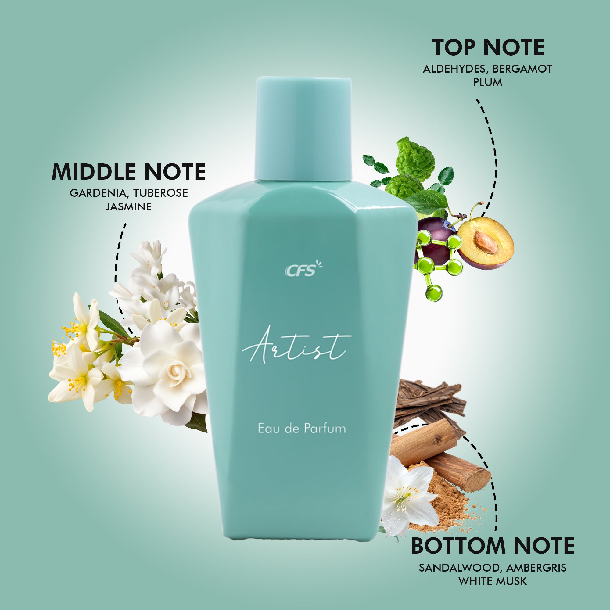 CFS Artist Green 100ml Eau De Parfum Long Lasting Unisex EDP Perfume ...